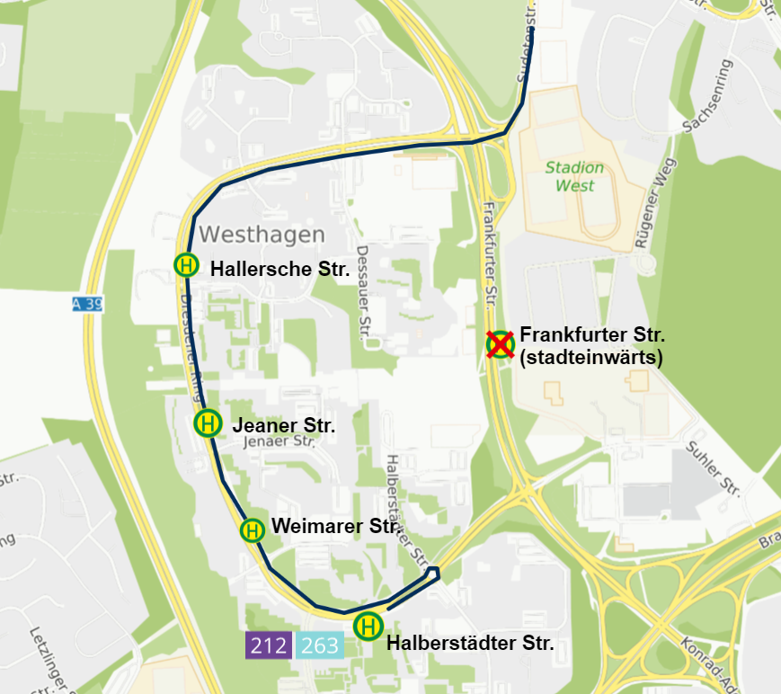 WVG: Wegen Bauarbeiten - Haltestelle Frankfurter Straße in Wolfsburg ...